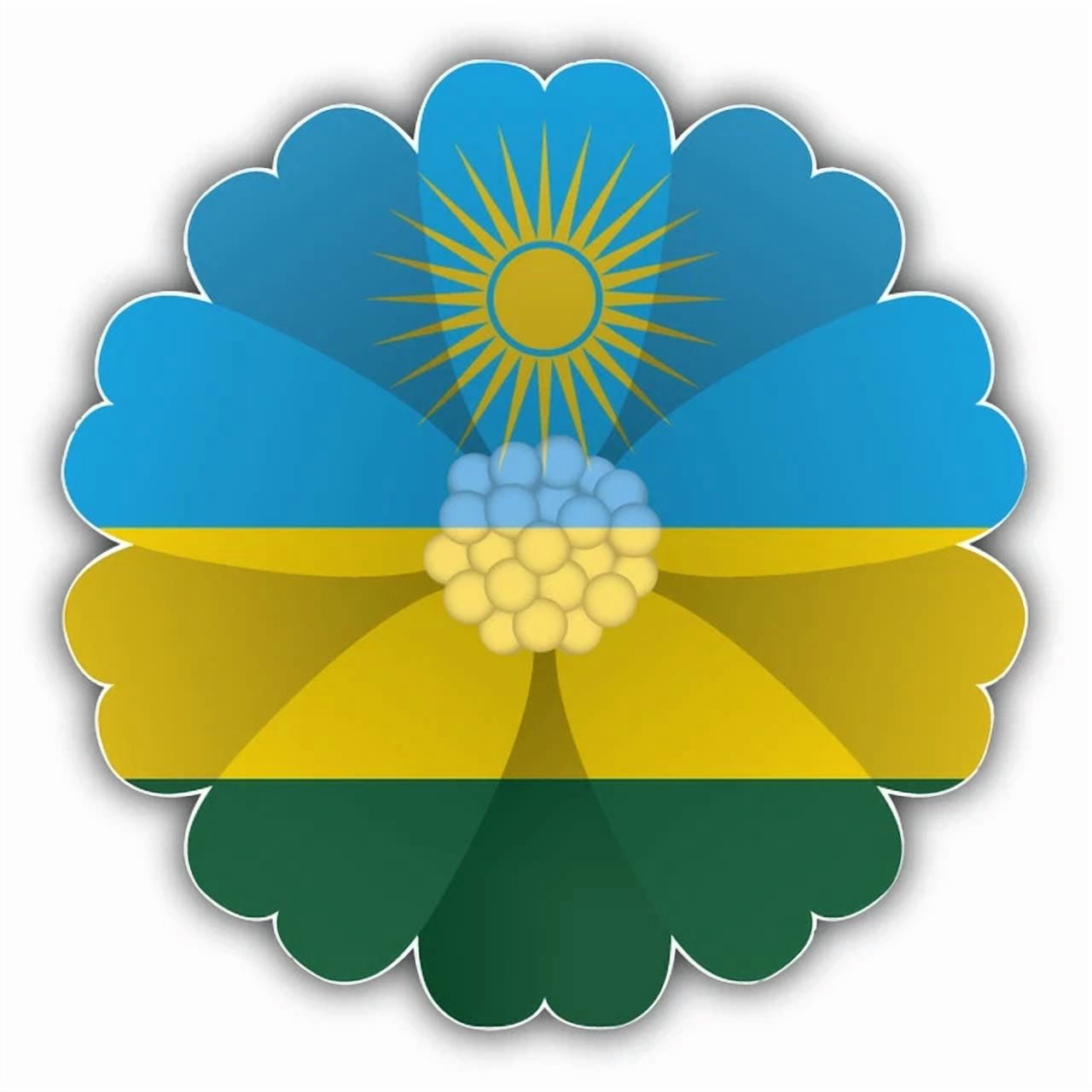 DOPASTICKER Rwanda Flag Flower Sticker Decal Phone Decal Water Bottle ...
