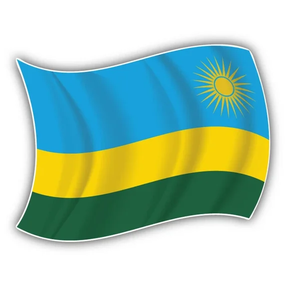 DOPASTICKER Rwanda Flag Waving Sticker Decal Phone Decal Water Bottle ...