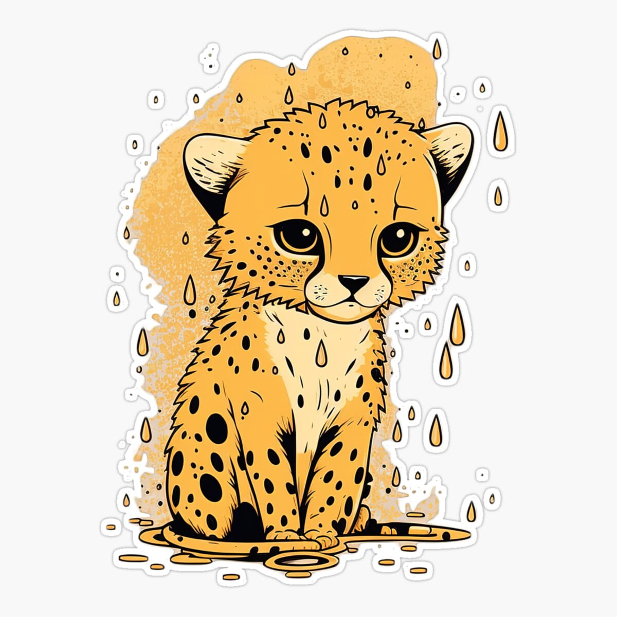 DOPASTICKER Sad African Cheetah Sticker, Phone Sticker Water Bottle ...