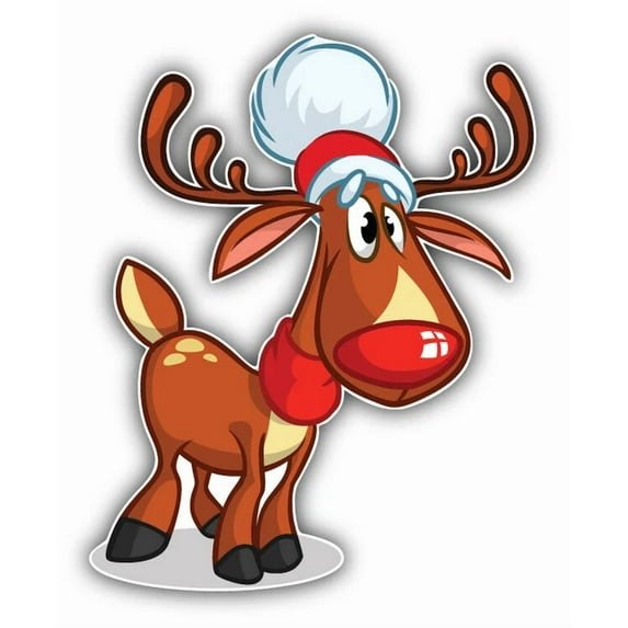 DOPASTICKER Sad Chris.Tmas Deer Cartoon Sticker Decal Phone Decal Water ...