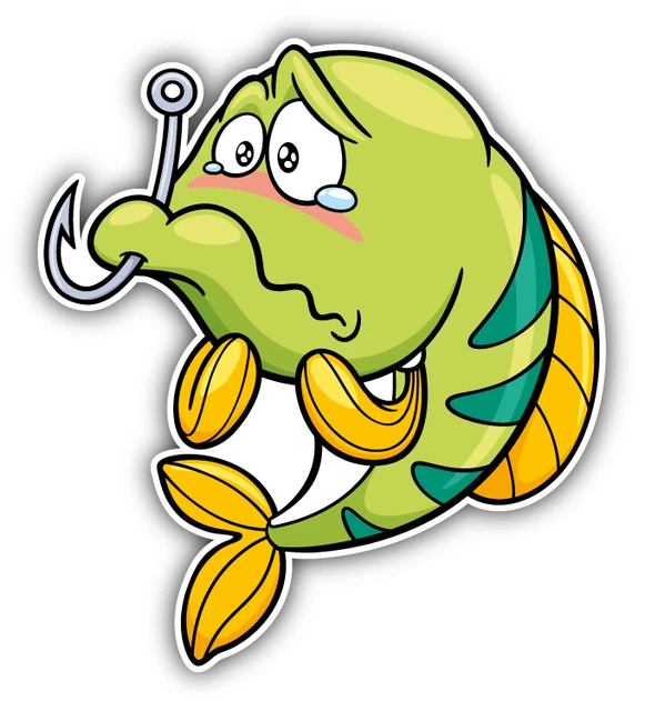 DOPASTICKER Sad Fish Cartoon Sticker Decal Phone Decal Water Bottle ...