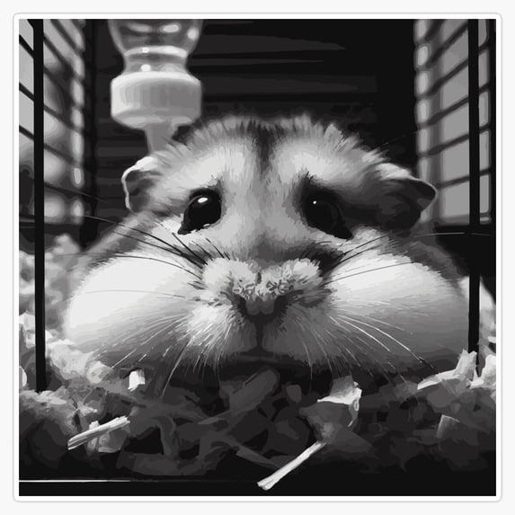 DOPASTICKER Sad Hamster Black And White Sticker, Phone Sticker Car ...
