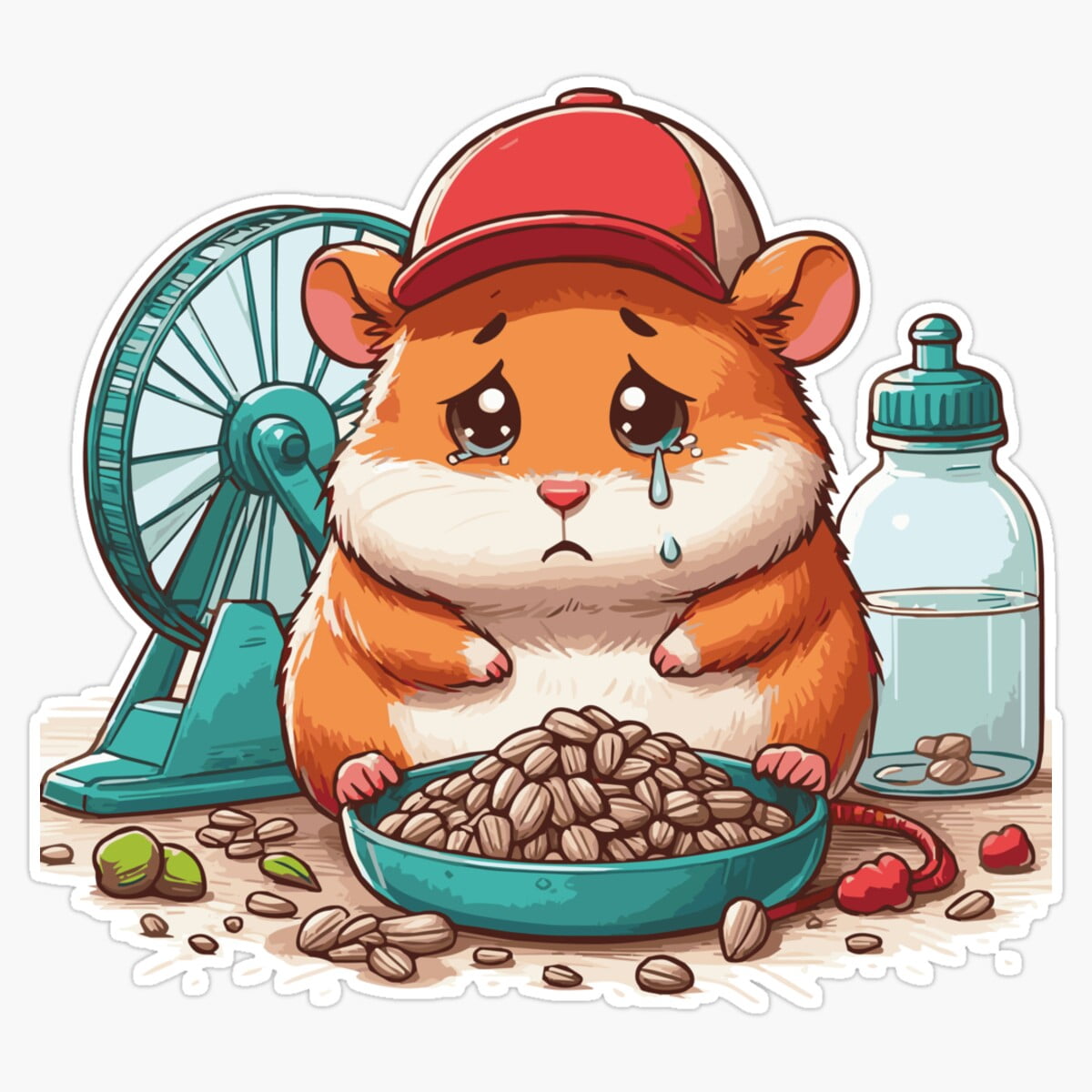 DOPASTICKER Sad Hamster Eating Sticker, Phone Sticker Water Bottle ...