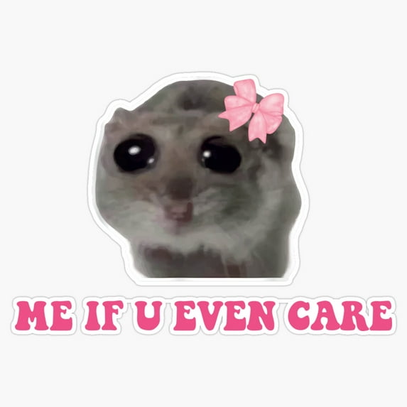 DOPASTICKER Sad Hamster Me If U Even Care Sticker, Phone Sticker Car ...