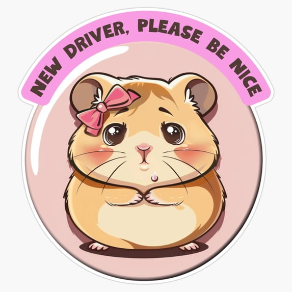 DOPASTICKER Sad Hamster : New Driver, Please Be Nice Sticker, Phone ...