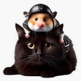DOPASTICKER Sad Hamster Riding Black Cat Sticker, Phone Sticker Car ...