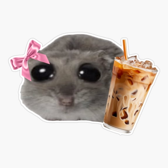 DOPASTICKER Sad Hamster With Iced Coee Sticker, Phone Sticker Car ...
