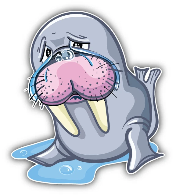 DOPASTICKER Sad Walrus Cartoon Animal Sticker Decal Phone Decal Water ...