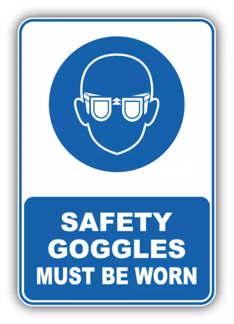 DOPASTICKER Safety Goggles Must Be Worn Mandatory Sign Sticker Decal ...