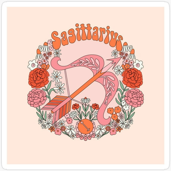DOPASTICKER Sagittarius Retro Florals Zodiac Sign Print Sticker ...