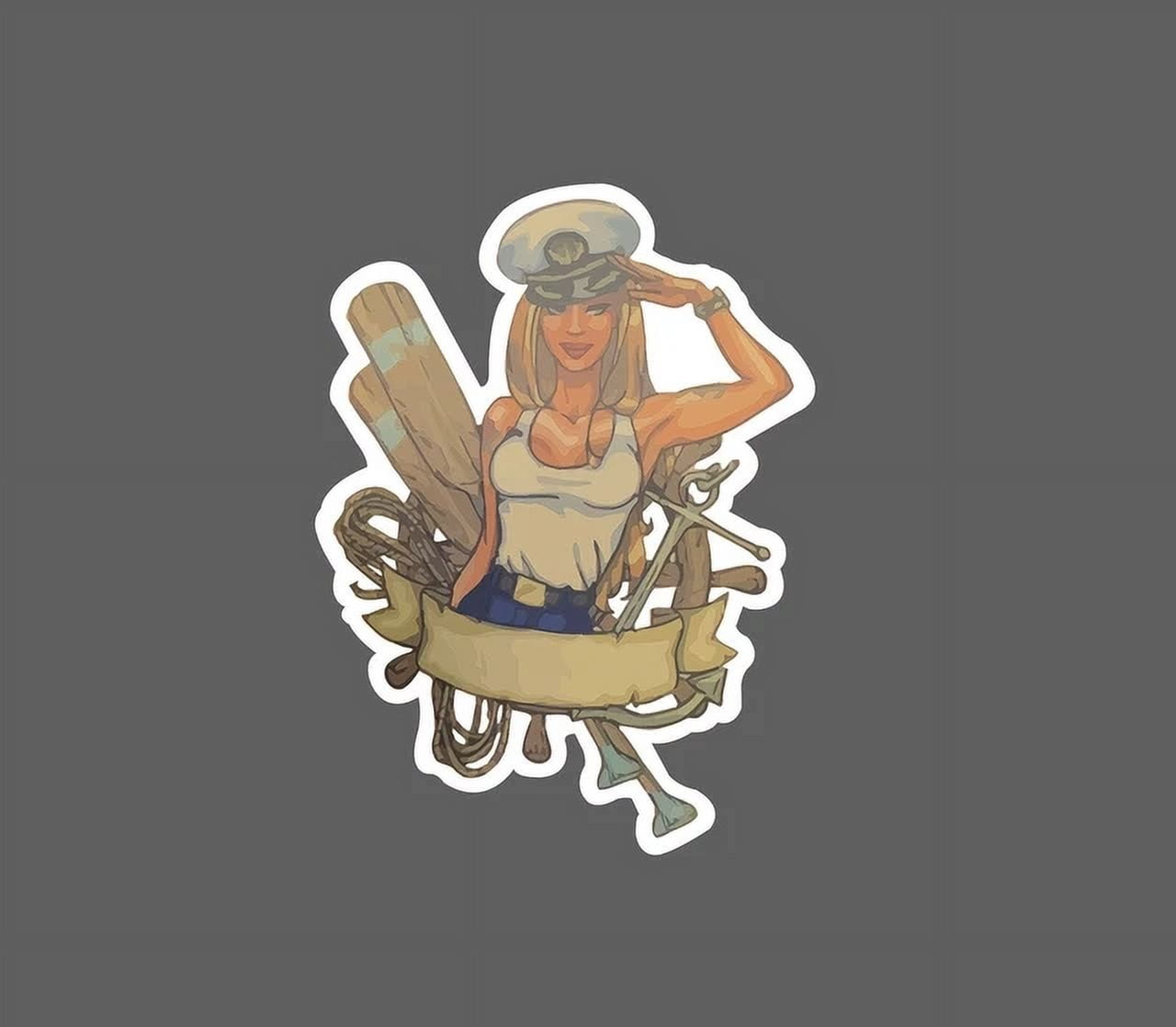 DOPASTICKER Sailor Girl Stickeralute Pin Up Nautical Sailing Sticker ...