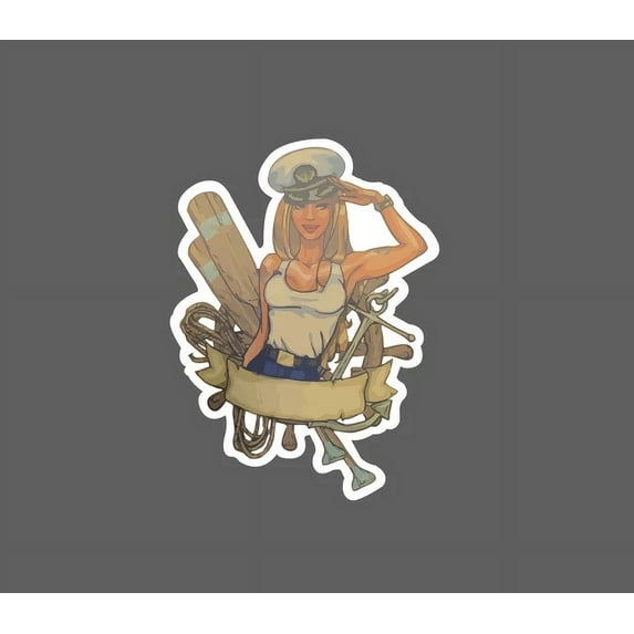 DOPASTICKER Sailor Girl Stickeralute Pin Up Nautical Sailing Sticker ...