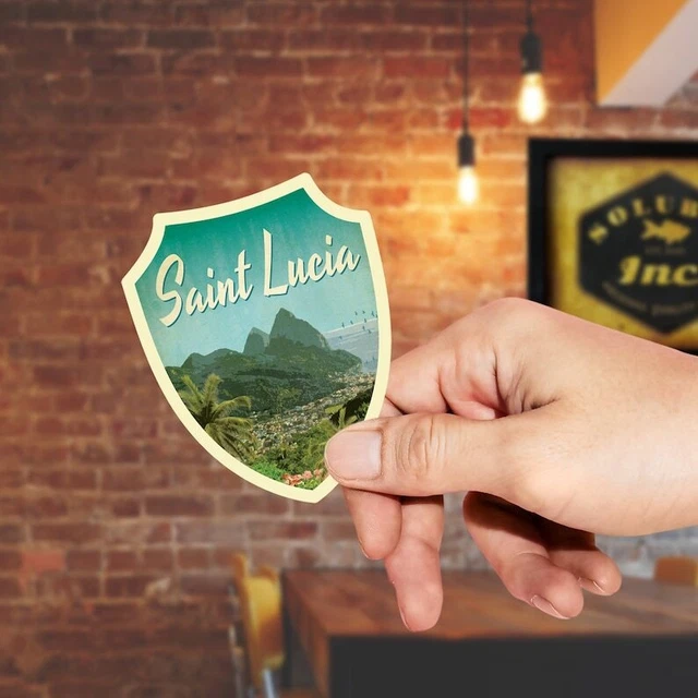 DOPASTICKER Saint Lucia Travel Sticker, Vintage Style Decal For ...