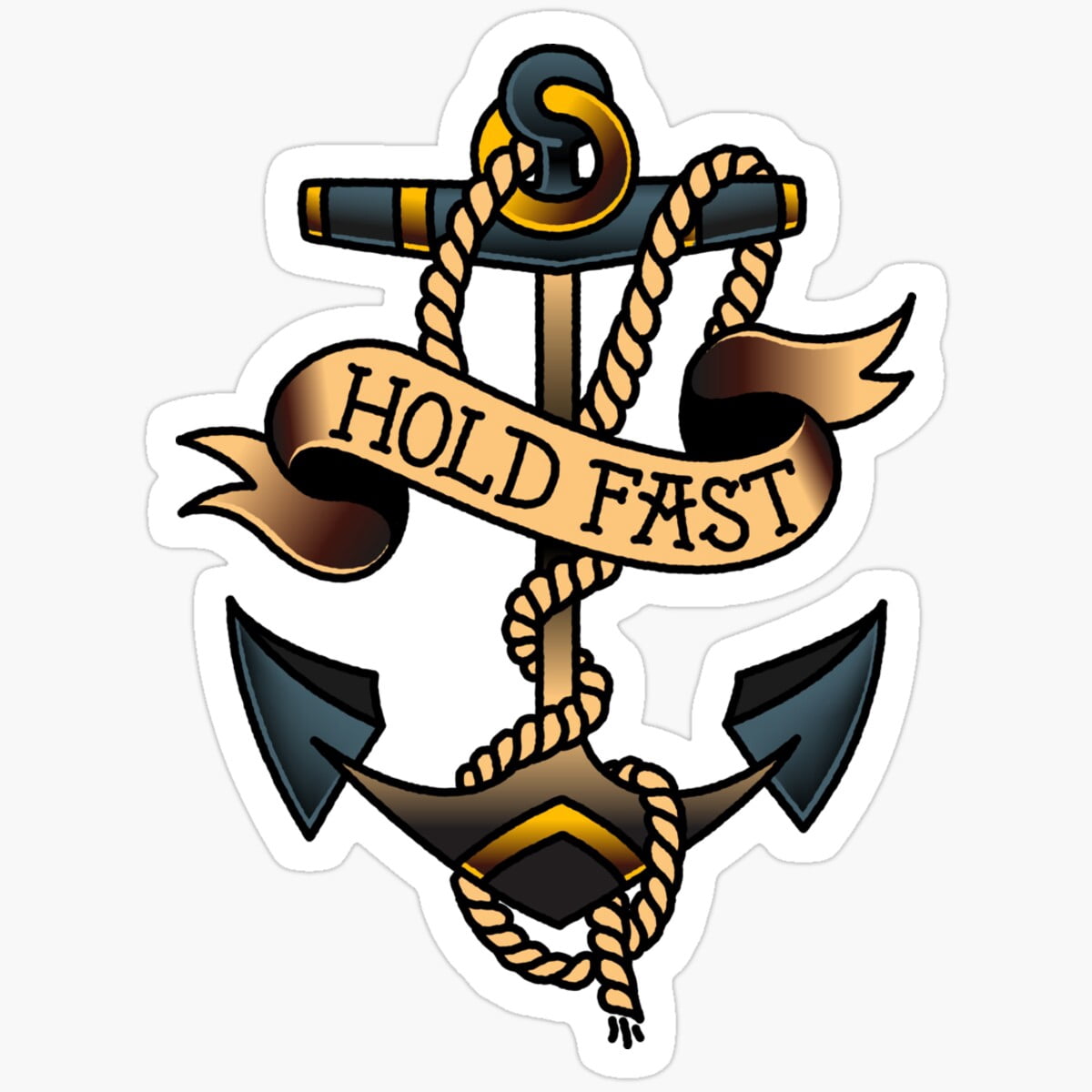DOPASTICKER Salty-Dog American Traditional Hold Fast Anchor Sticker ...