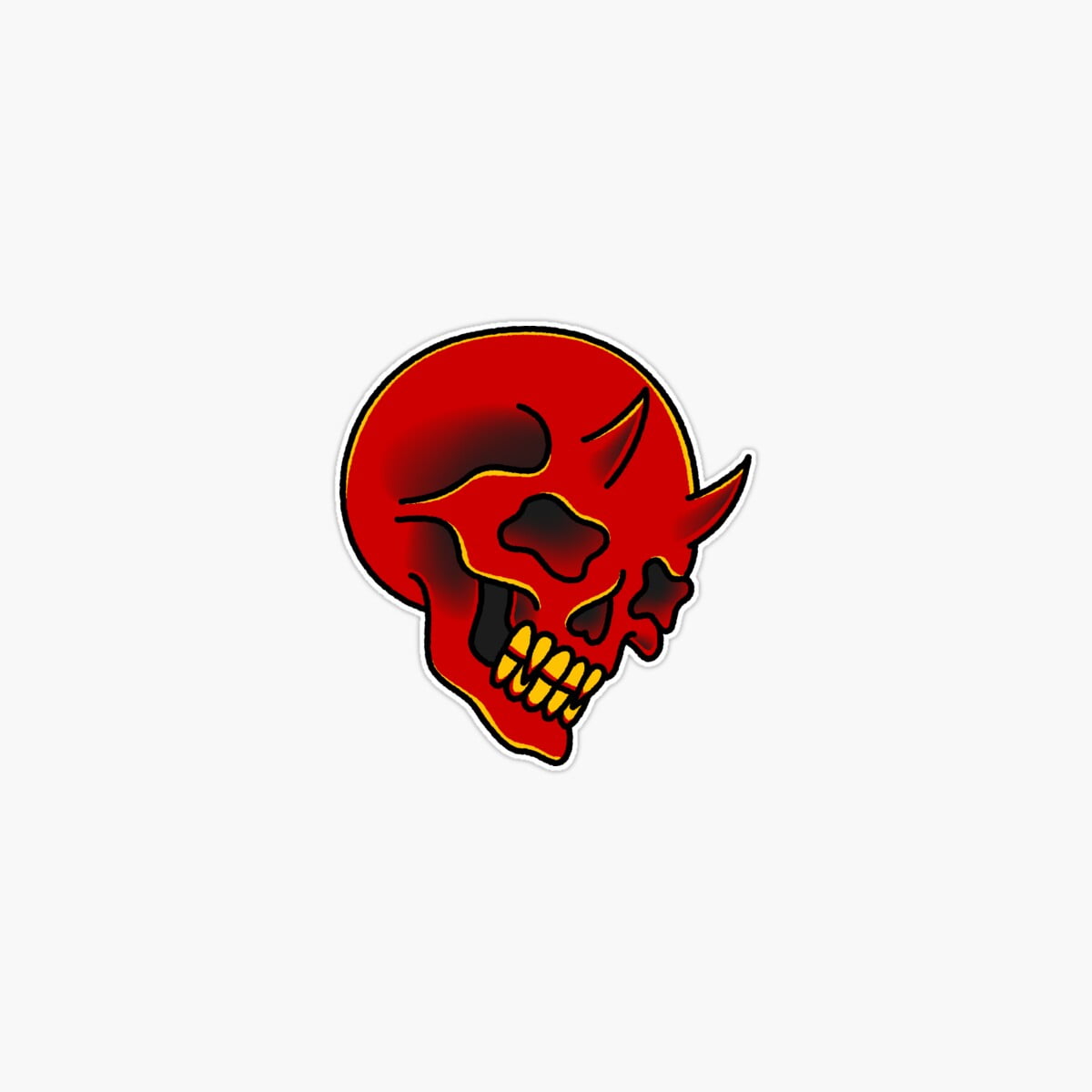DOPASTICKER Salty-Dog American Traditional Red Demon Skull Sticker ...