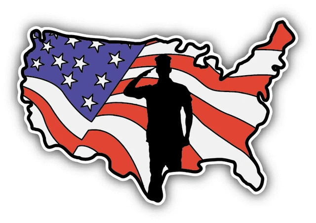 DOPASTICKER Salute Usa Flag Map Military Sticker Decal Phone Decal ...