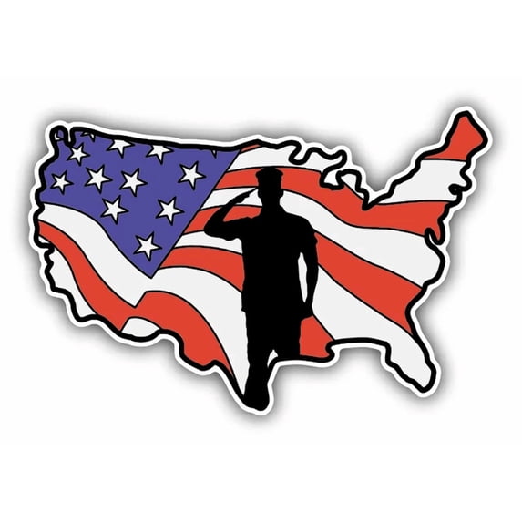 DOPASTICKER Salute Usa Flag Map Military Sticker Decal Phone Decal ...