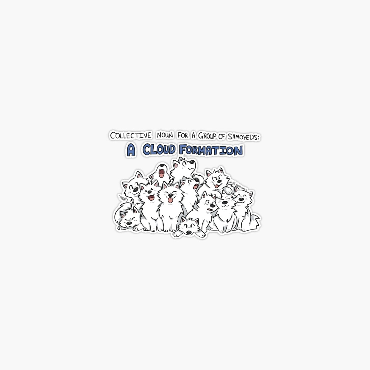 DOPASTICKER Samoyed Cloud Sticker, Phone Sticker Car Stickers, Birthday ...