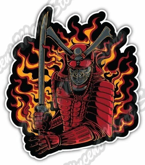 DOPASTICKER Samurai Flame Armor Oriental Warrior Car Sticker Decal ...