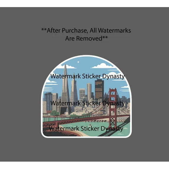 DOPASTICKER San Francisco Sticker City Skyline Golden Gate Bridge ...