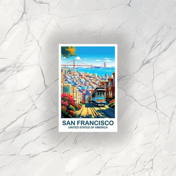 DOPASTICKER San Francisco Travel Sticker, California Skyline Art, City ...