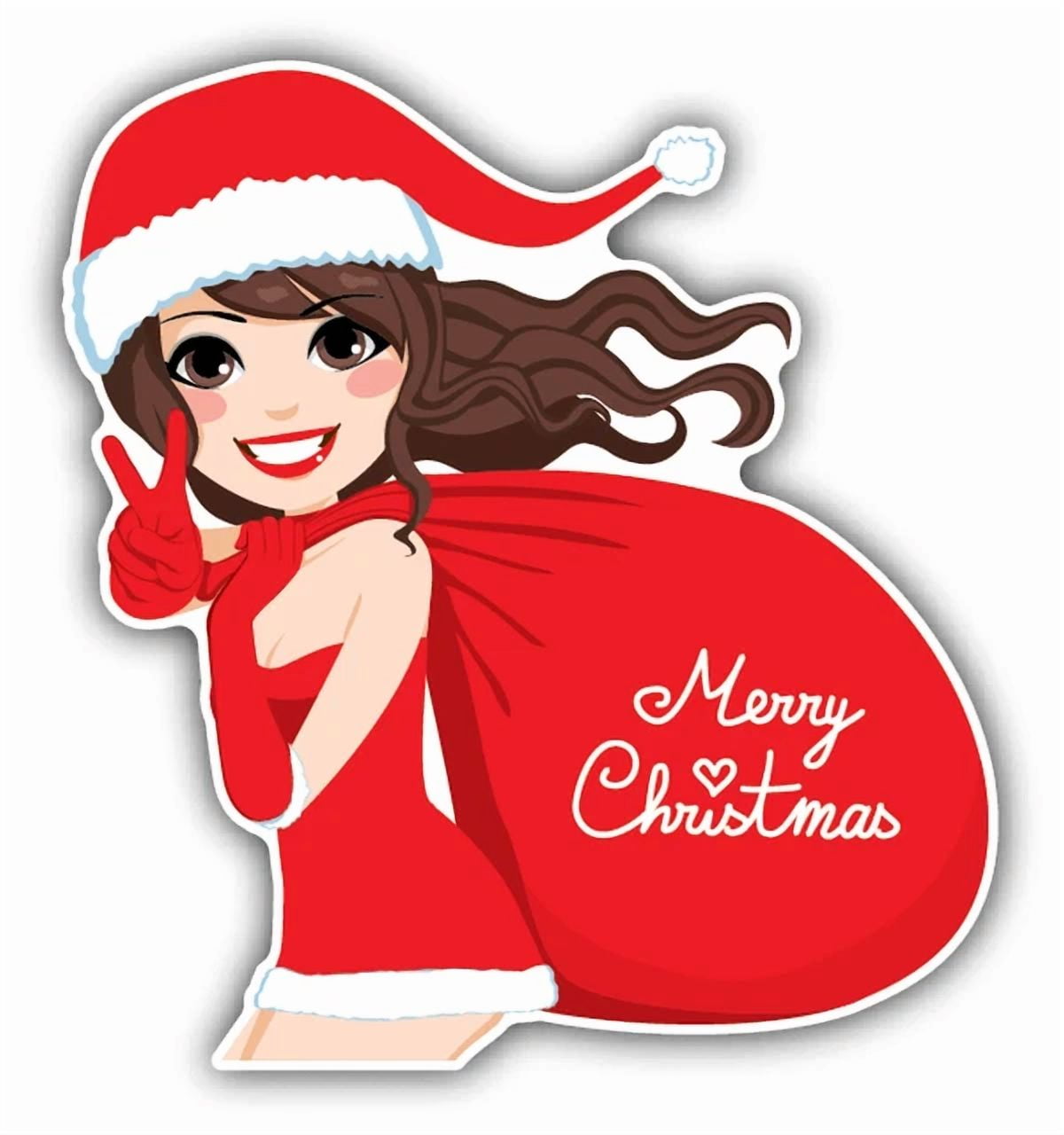DOPASTICKER San.Ta Girl Merry Chri.Stm.As Bag Car Sticker Phone Water ...