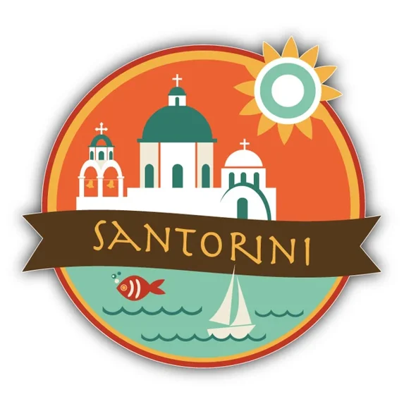 DOPASTICKER Santorini Tiran Island World City Travel Badge Sticker ...