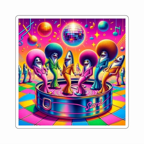 DOPASTICKER Sardine Disco Bright Colors Retro, Phone Sticker, Latop ...