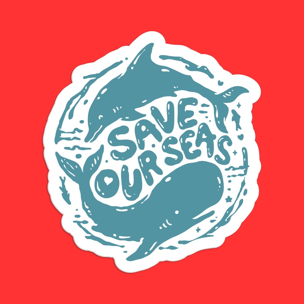 DOPASTICKER Save Our Seas Sticker, Whale Ocean Conservation, Eco ...