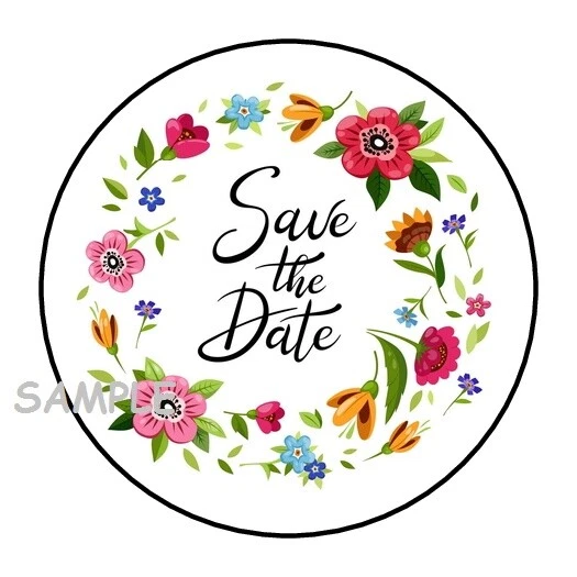 DOPASTICKER Save The Date Stickers Floral Wreath Phone Decal Water ...