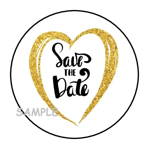 DOPASTICKER Save The Date Stickers Heart Wedding Favors Phone Decal ...