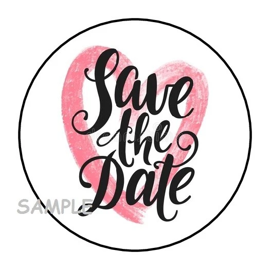 DOPASTICKER Save The Date Stickers Heart Wedding Shower Phone Decal ...