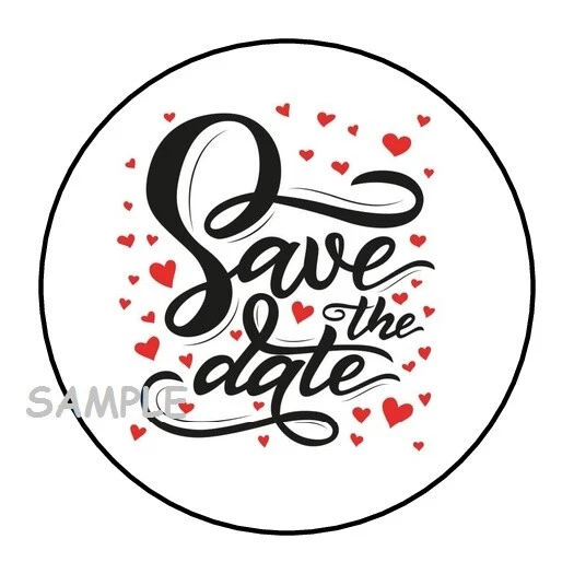 DOPASTICKER Save The Date Stickers Hearts Favors Phone Decal Water ...