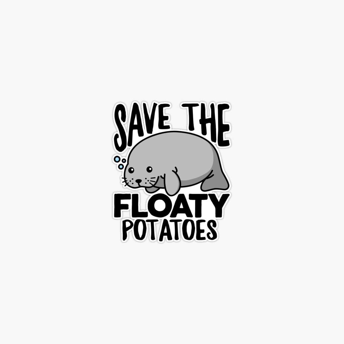 DOPASTICKER Save The Floaty Potatoes Manatee Sticker, Phone Sticker Car ...