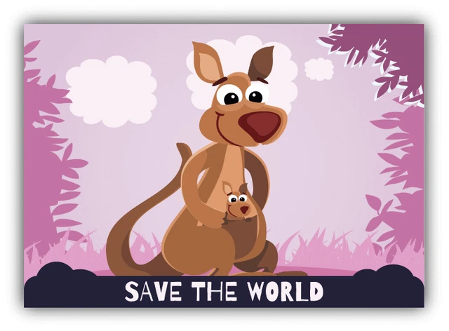 DOPASTICKER Save The World Kangaroo Cartoon Animal Sticker Decal Phone ...