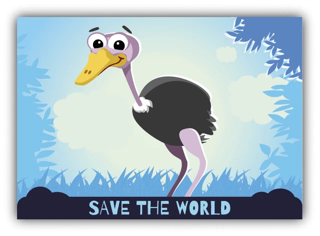 DOPASTICKER Save The World Ostrich Cartoon Animal Greenpeace Sticker ...