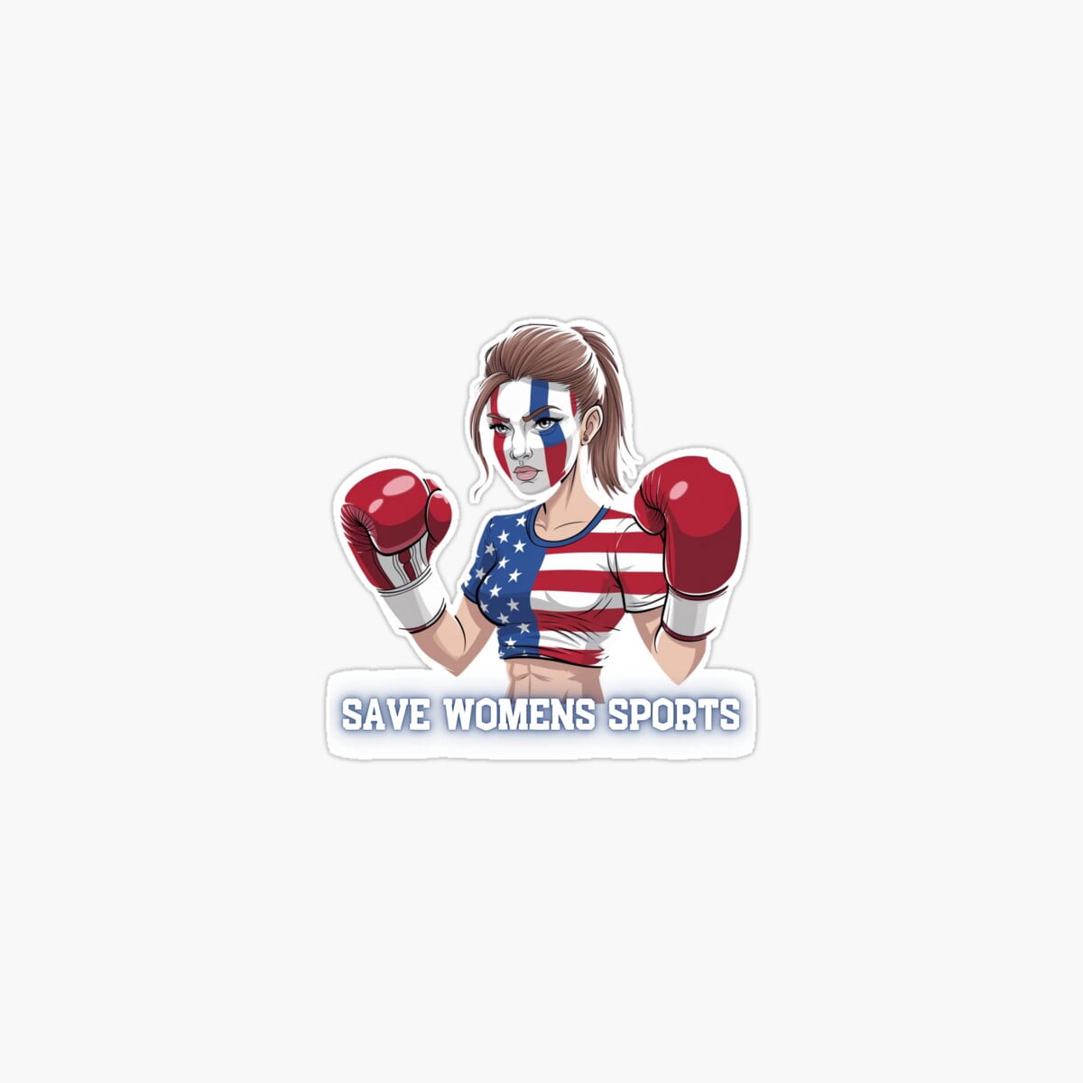 DOPASTICKER Save Women'S Sports Patriotic Boxing Design Sticker, Phone ...
