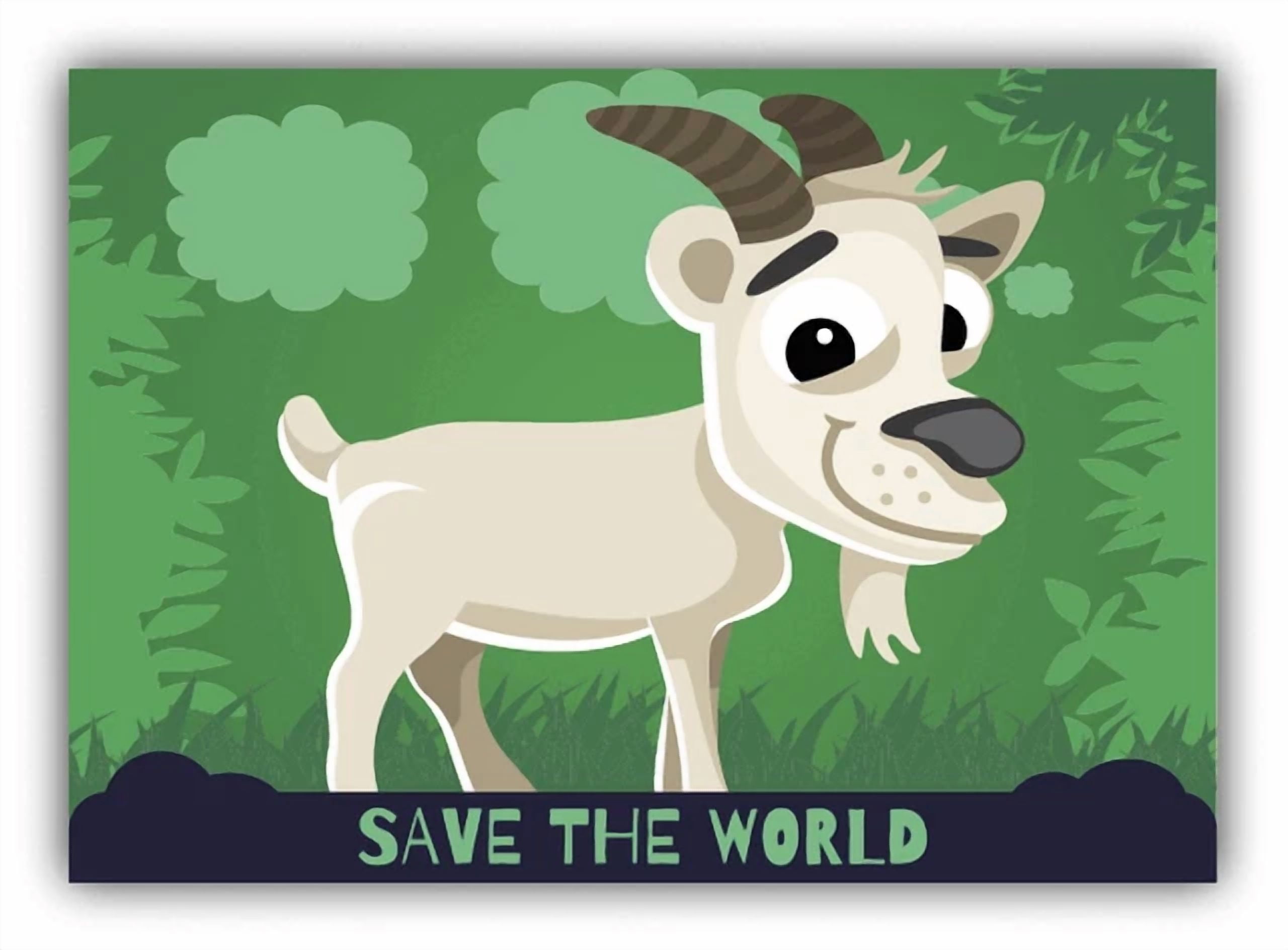 DOPASTICKER Save The World Goat Cartoon Animal Greenpeace Sticker Decal ...