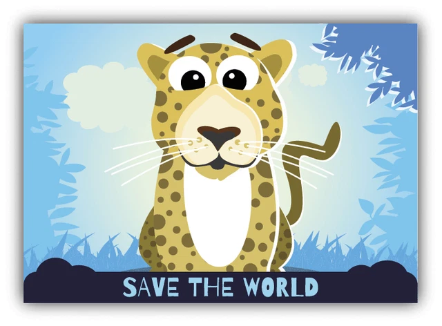 DOPASTICKER Save The World Leo.Pard Cartoon Animal Greenpeace Sticker ...