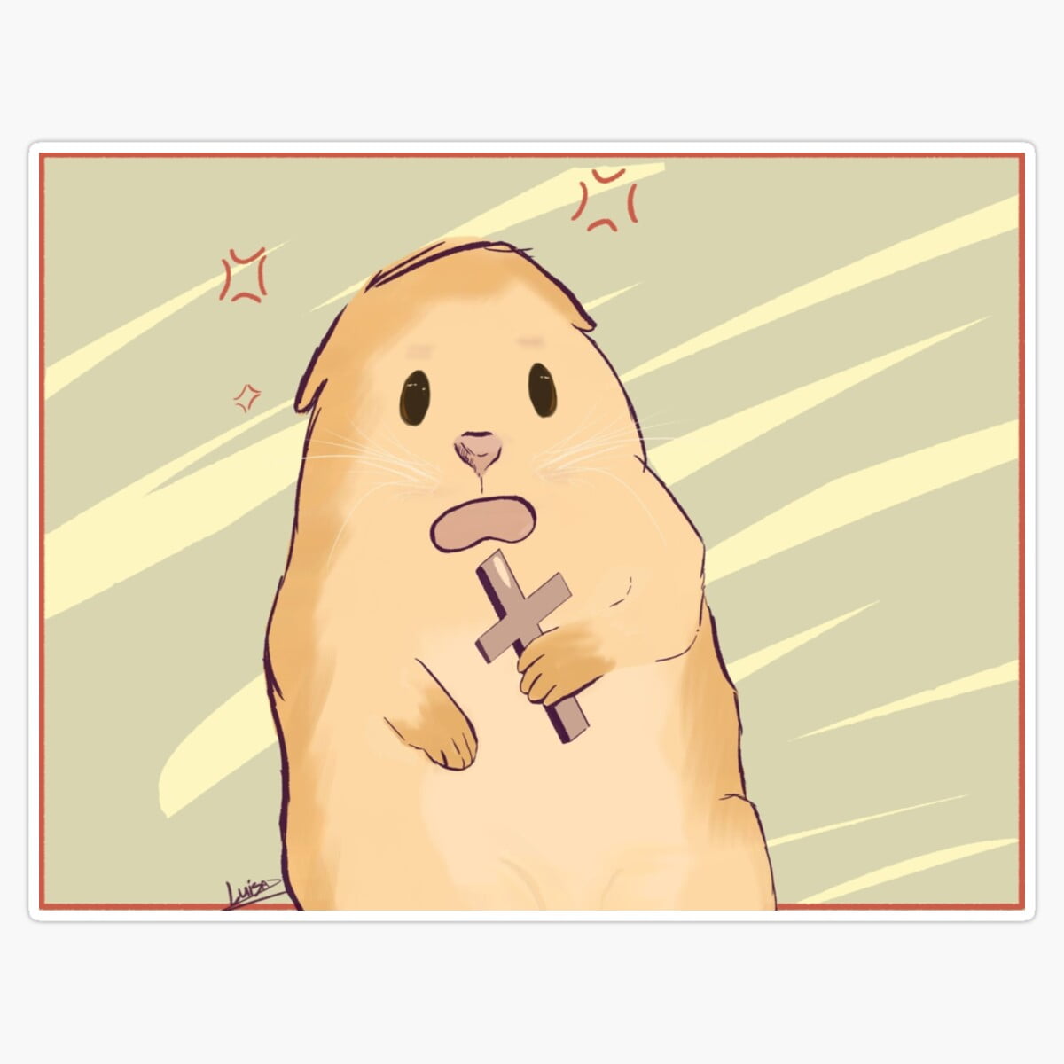 DOPASTICKER Scared Hamster (Yellow Background) Sticker, Phone Sticker ...