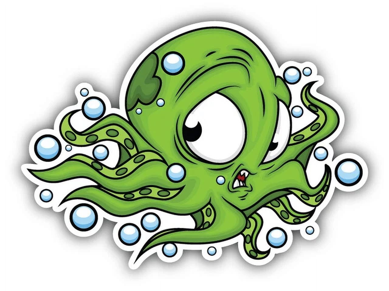 DOPASTICKER Scaried Octopus Cartoon Car Sticker Phone Water Bottle ...