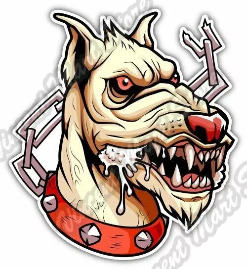 DOPASTICKER Scary Evil Devil White Dog Pet Chain Car Window Sticker ...