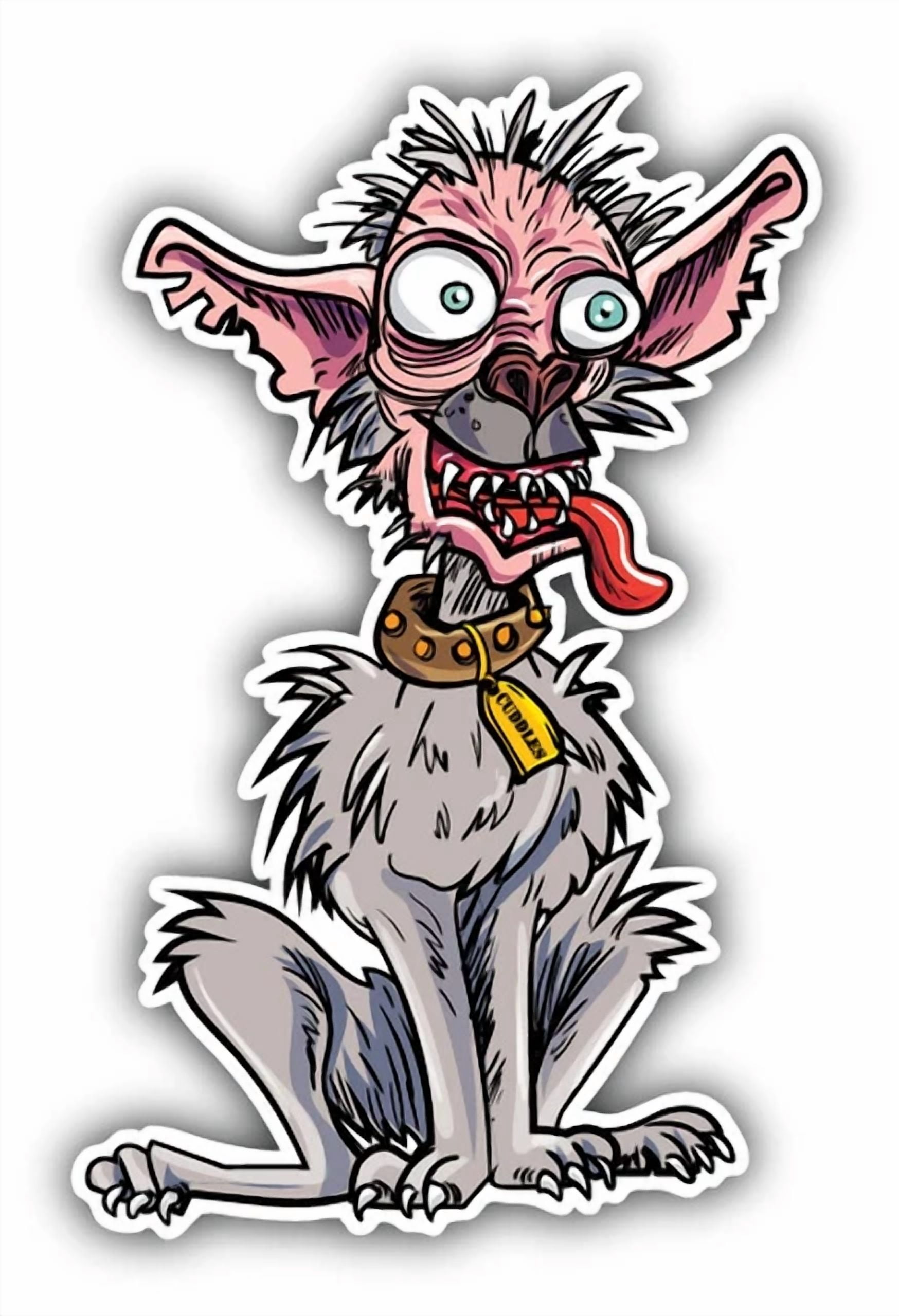 DOPASTICKER Scary Ugly Dog Art Decor Sticker Decal Phone Decal Water ...