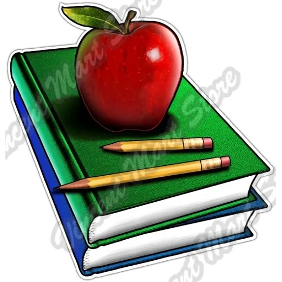 DOPASTICKER School Books Apple Pencil Education Book Car Sticker Decal ...