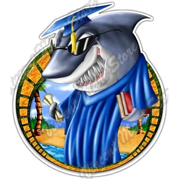DOPASTICKER School Shark College Graduation Diploma Car Sticker Decal ...