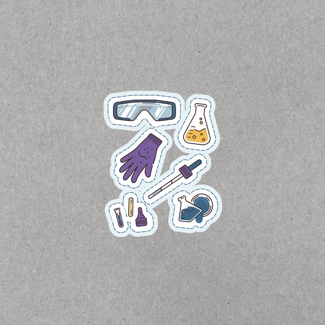 DOPASTICKER Science Lab Equipment Stickers Set - Beaker, Gloves ...