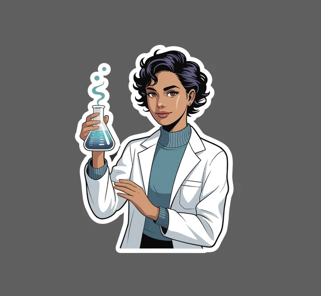 DOPASTICKER Scientist Sticker Science Lab Coat Beaker Woman Sticker ...