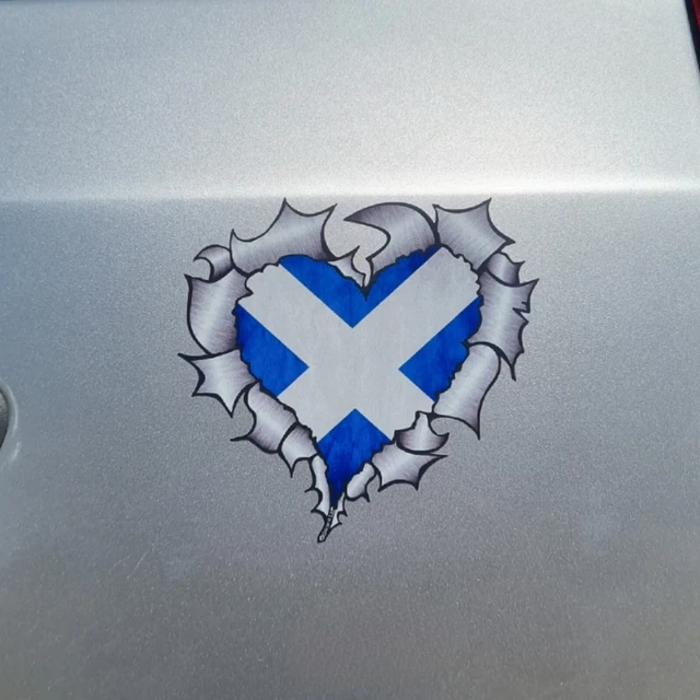 DOPASTICKER Scotland Scottish Flag Heart Ripped Metal Sticker For Car ...