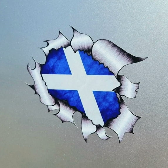DOPASTICKER Scotland Scottish Flag Ripped Open Metal Sticker For Car ...