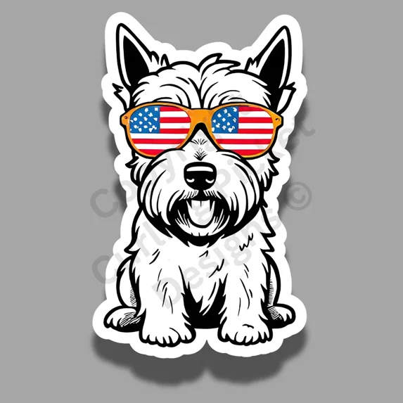 DOPASTICKER Scottish Terrier Dog Wearing Sungles Cute Breed Sticker ...